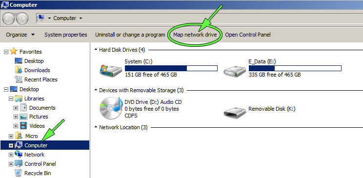 put files in your shared server space